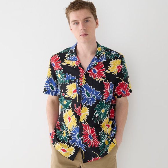 J. Crew | Shirts | J Crew Mens Floral Print Camp Shirt Large Nwt Short ...